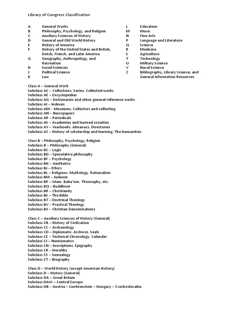 Library of Congress Classification | Download Free PDF | Engineering ...