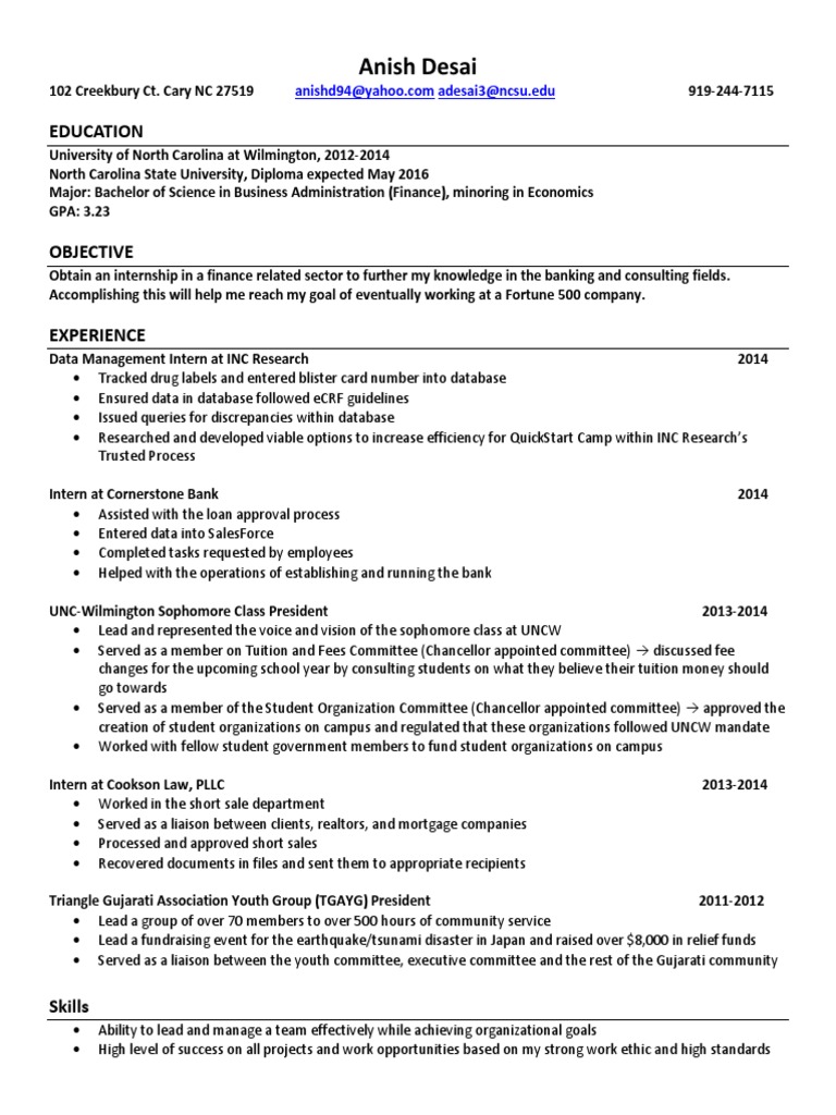 Anish Desais Resume | PDF
