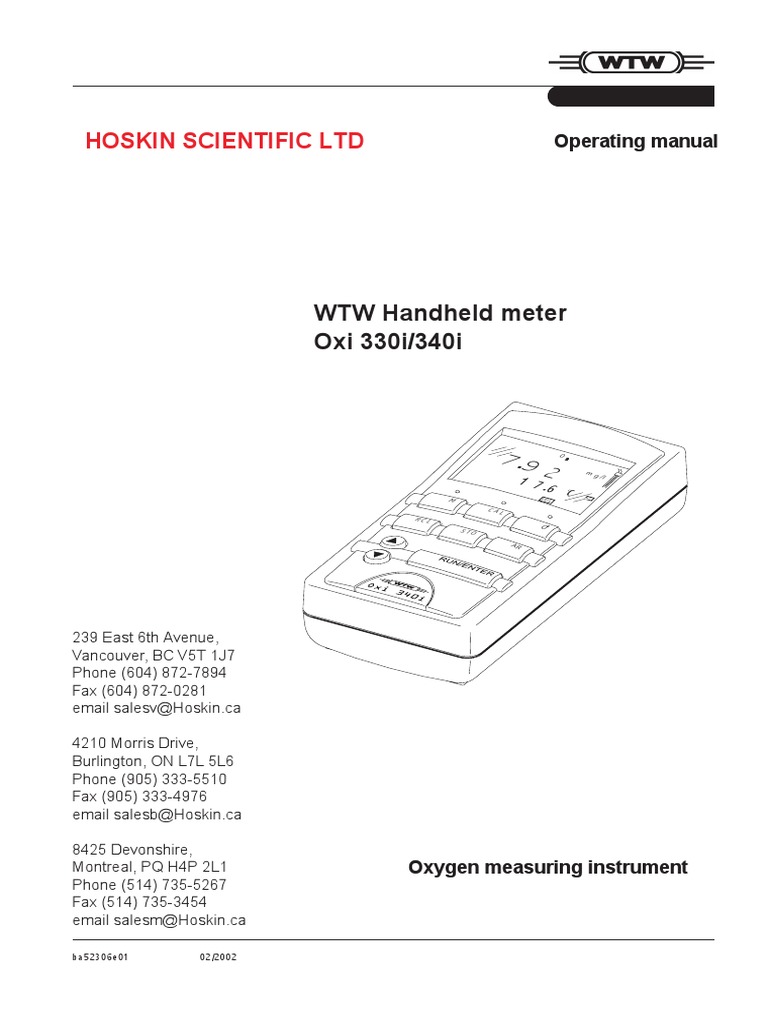 WTW - Oxi 330i-340i PDF | PDF | Salinity | Power Supply
