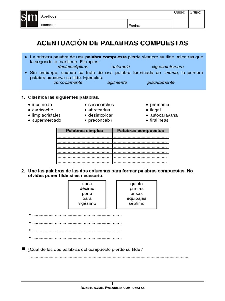 Acentuacion de Palabras Compuestas
