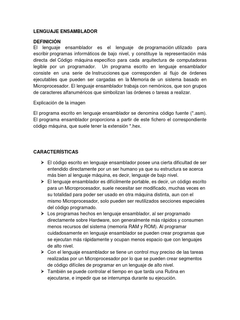 Lenguaje Ensamblador | PDF | Lenguaje ensamblador | Programa de computadora