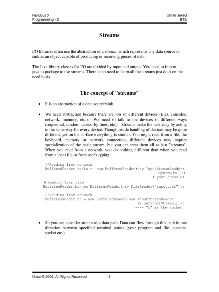 Streams: The Concept of "Streams" | PDF | Command Line Interface | Areas Of Computer Science