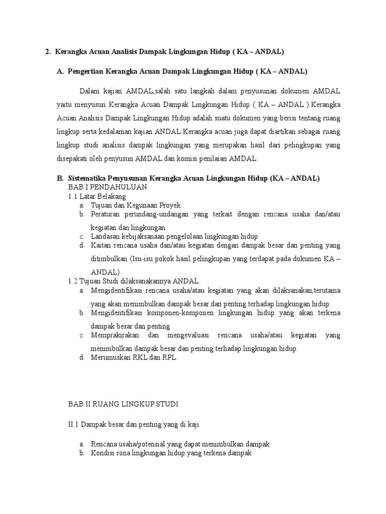 Kerangka Acuan Andal | PDF