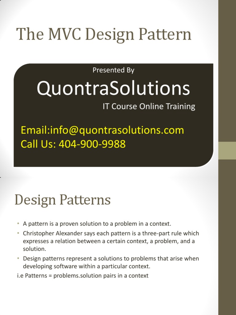 MVC Design Pattern PPT Presented by QuontraSolutions | PDF