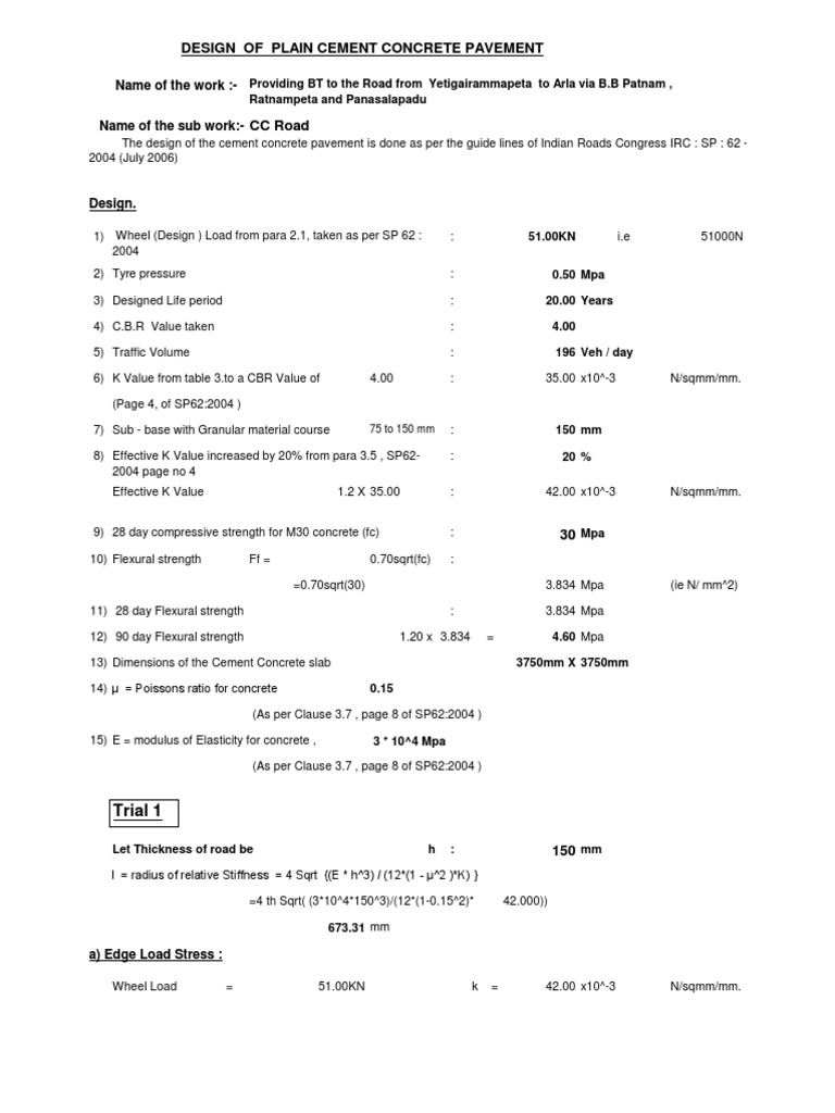 CC Pavement (Revised Design) | PDF | Road Surface | Concrete