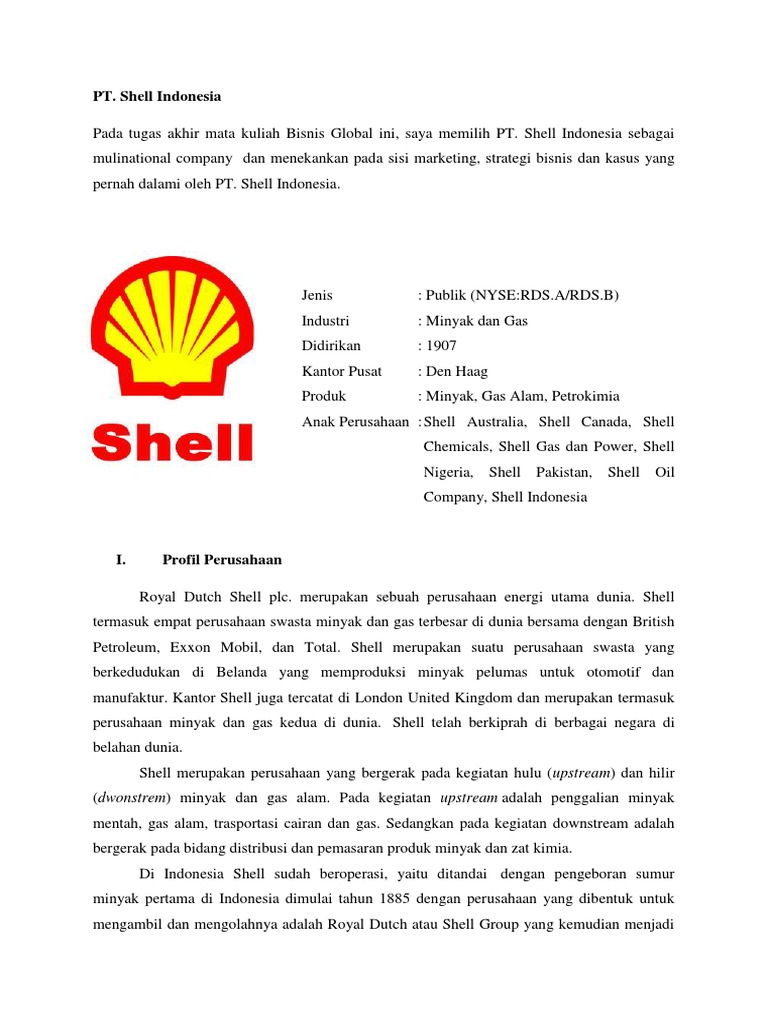 Profil dan Strategi PT Shell Indonesia | PDF