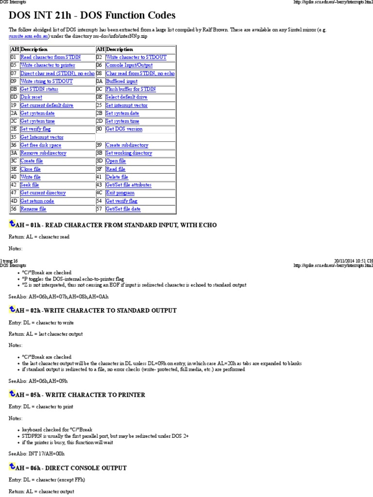 DOS Interrupts | Download Free PDF | Dos | Computer File