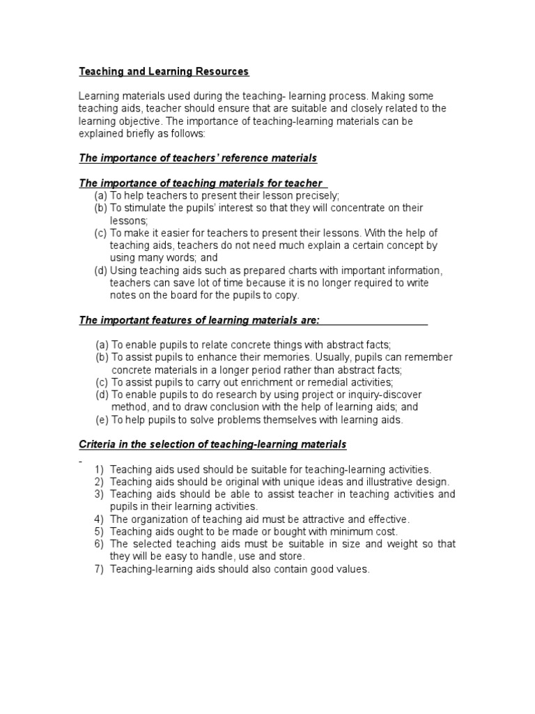 Teaching And Learning Resources Pdf Concept Teachers