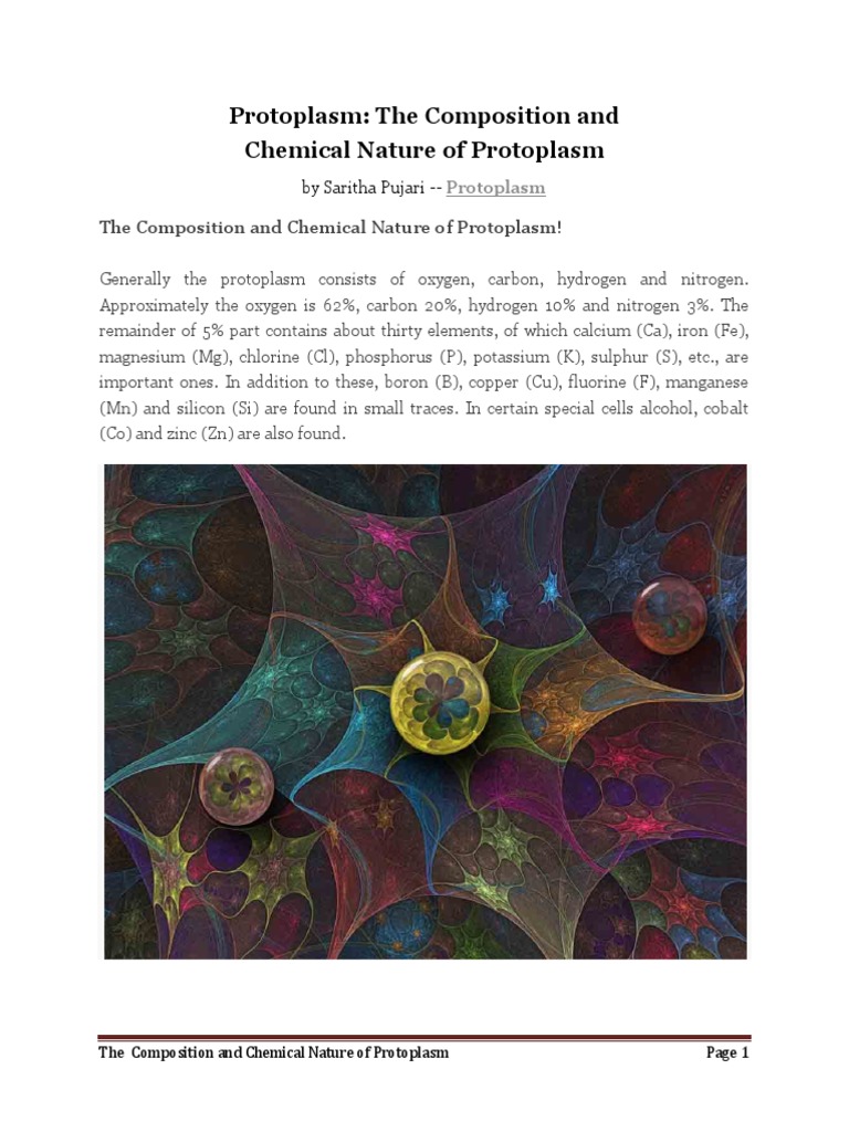 Protoplasm: Composition & Chemical Nature | PDF | Nucleic Acids | Dna