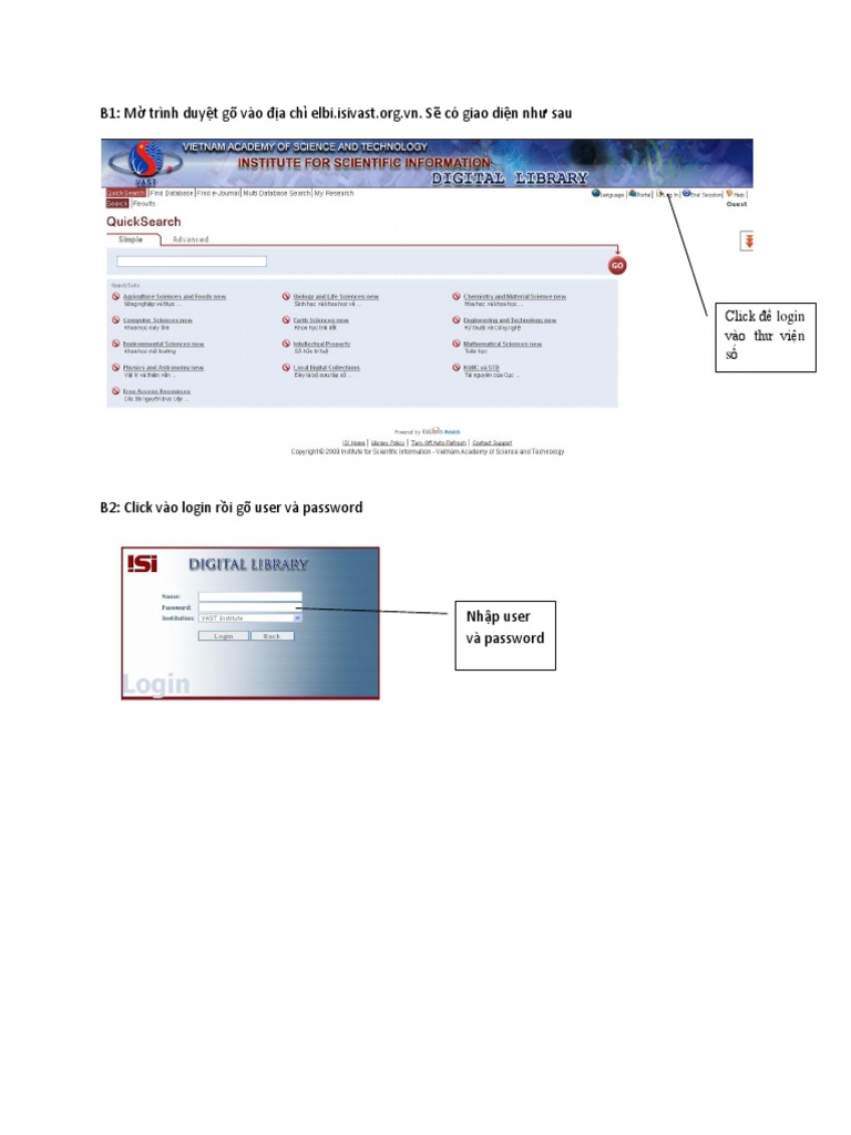Cac Buoc Dang Nhap Va Truy Cap Vao DB - Vista.gov - VN | PDF