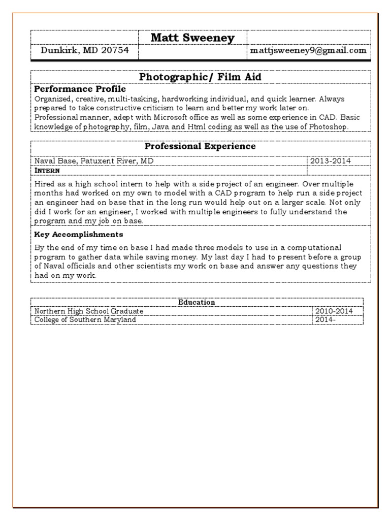 Matt Sweeney Resume | PDF