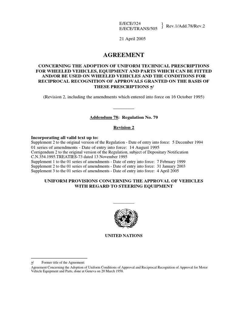 UN Regulation No 79 For Steering Equipment | PDF | Steering | Semi ...