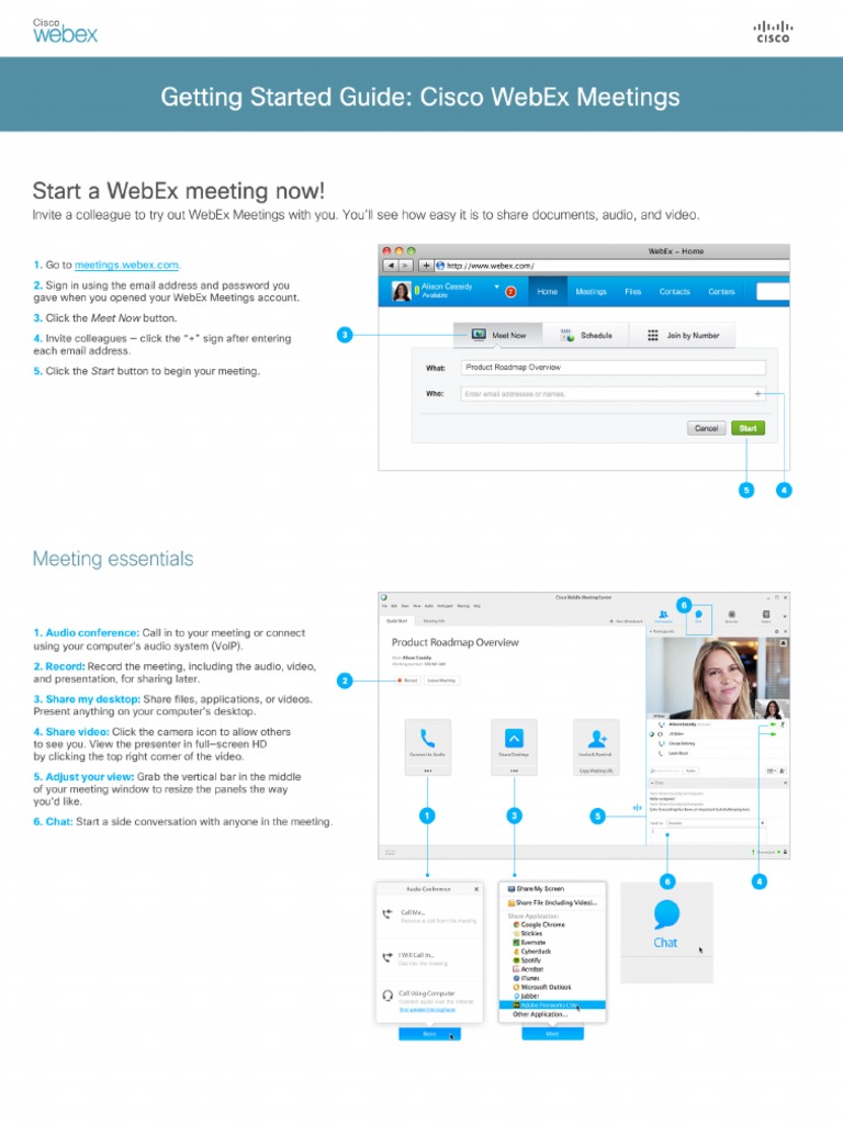 Getting Started Guide: Cisco W Ebex M Eetings: Webex - Home | PDF ...