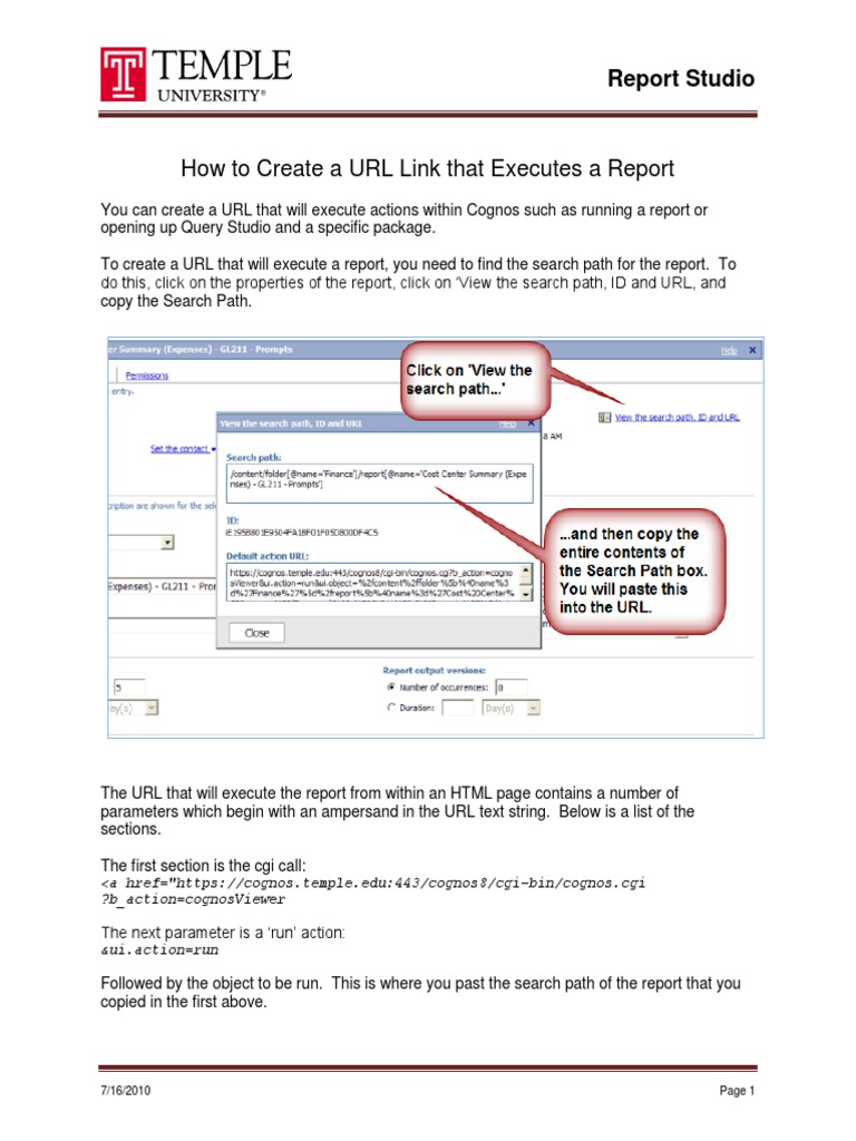 How To Create A Url Link That Executes A Report | PDF
