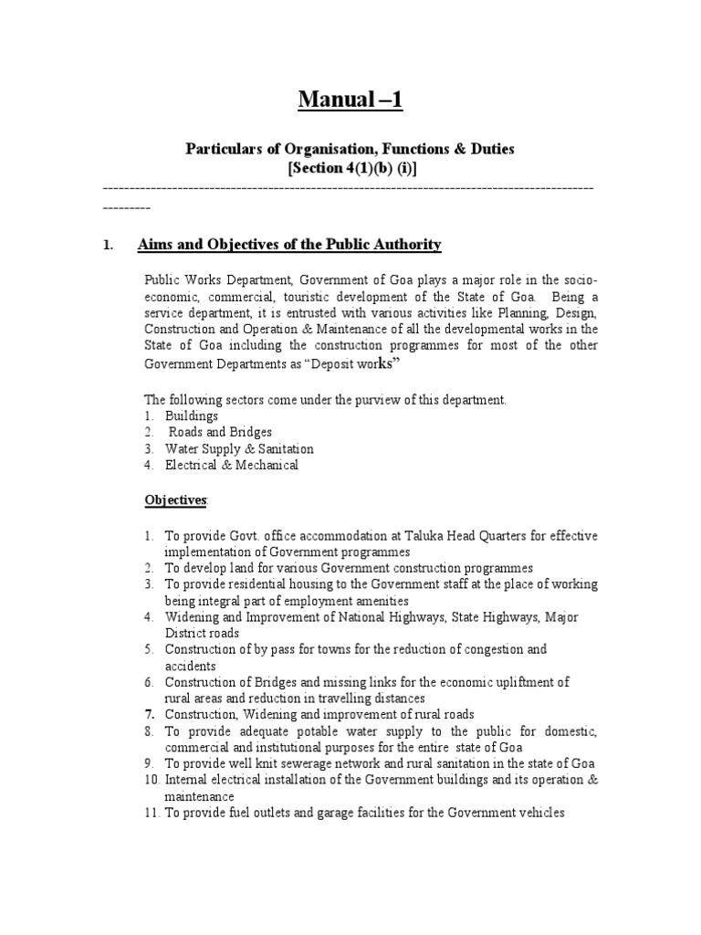 PWD Goa Manual 1 | PDF | Water Supply | Sanitation