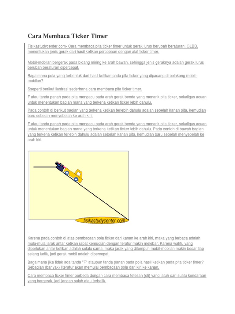 Cara Membaca Ticker Timer | PDF