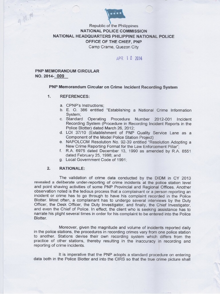 MC 2014-009 Crime Incident Recording System | PDF