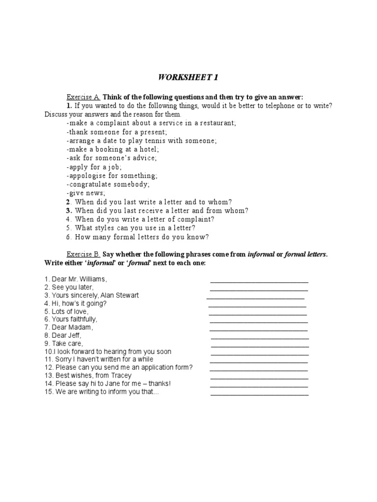 Worksheeturi PT Formal Letter | PDF