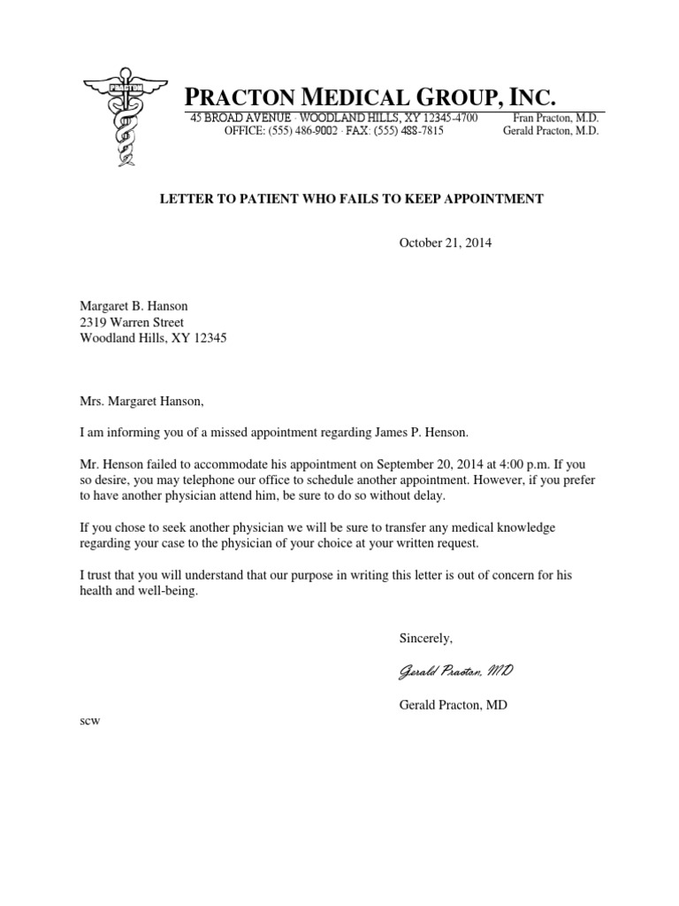 11-4 Failure To Keep Appt With Practons | PDF | Health Care | Health ...