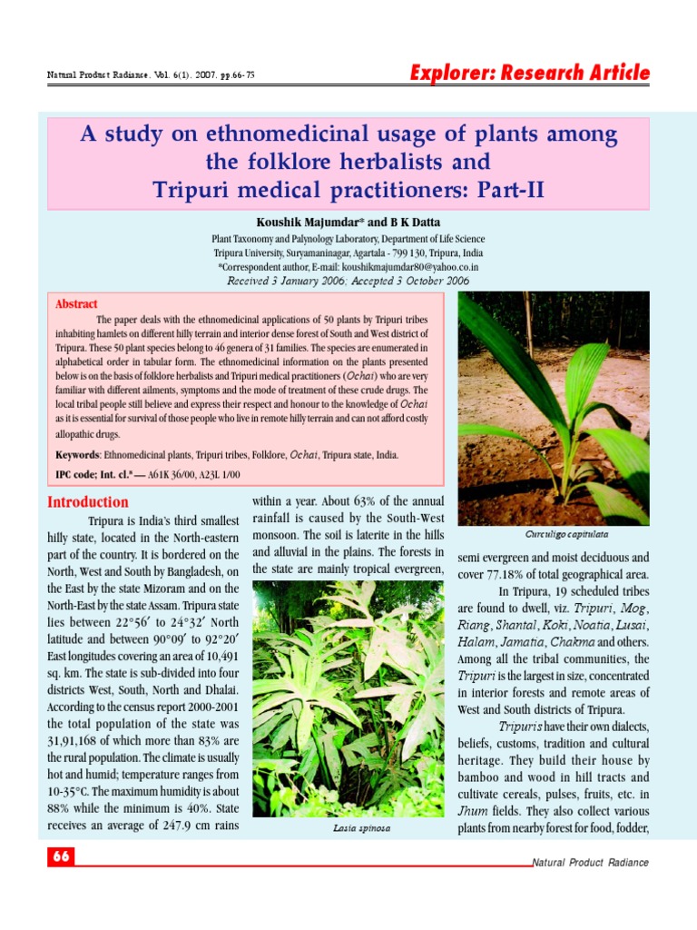 A Study On Ethnomedicinal Usage of Plants Among The Folklore Herbalists ...