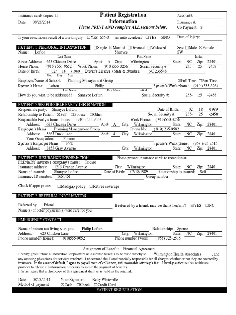 Patient Registration Form Template | PDF | Health Care | Industries