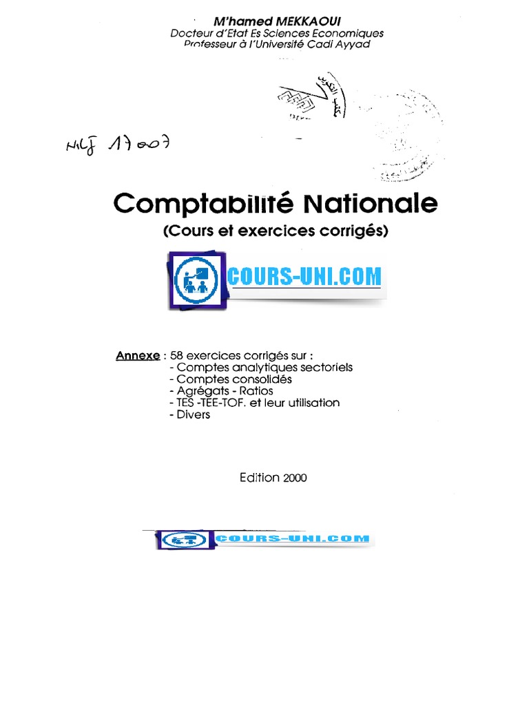 Comptabilité Nationale (Cours Et Exercices Corrigés) | PDF