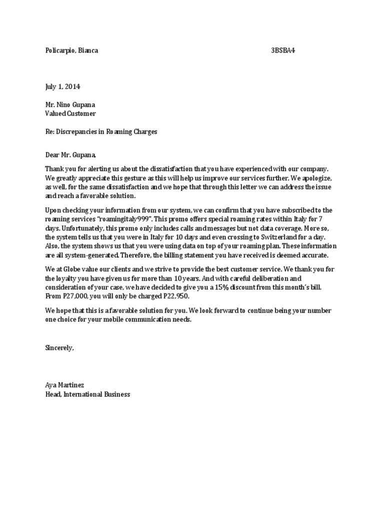 Reply Letter To Complaint | PDF