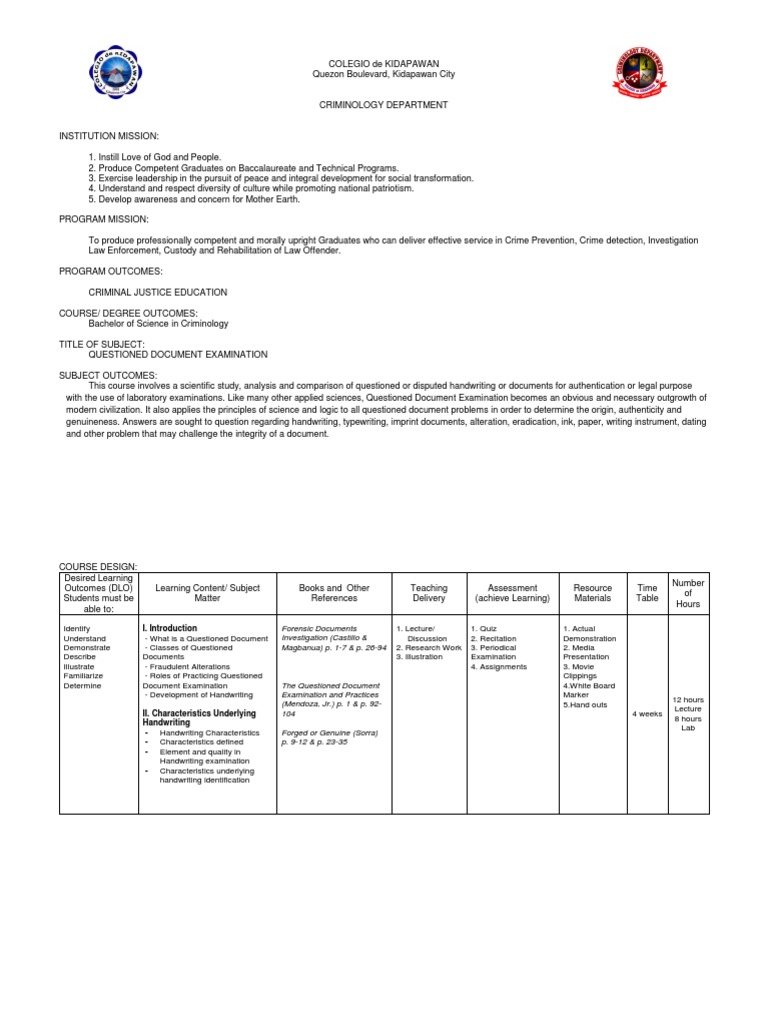 QD Syllabus PDF | PDF | Forgery | Forensic Science