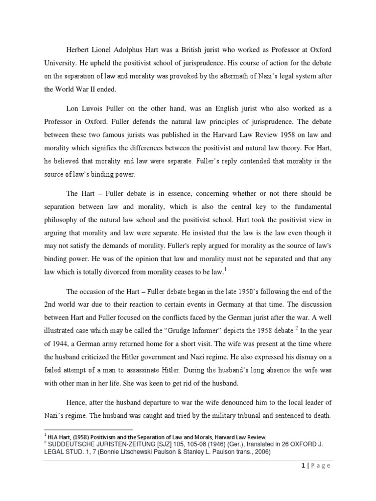 Hart-Fuller Debate on Law and Morality | PDF | Jurisprudence ...