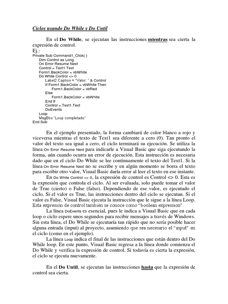 Ciclos Usando Do While y Do Until | PDF | Macro (informática) | Programa de computadora