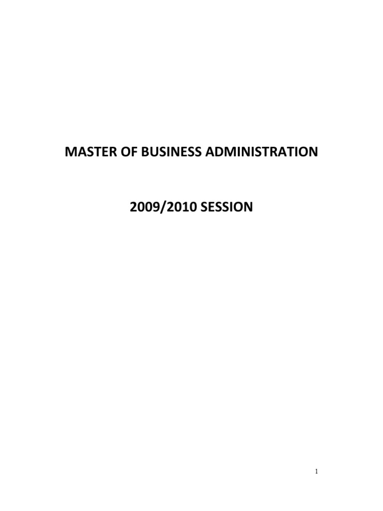 Master of Business Administration | PDF | Master Of Business ...