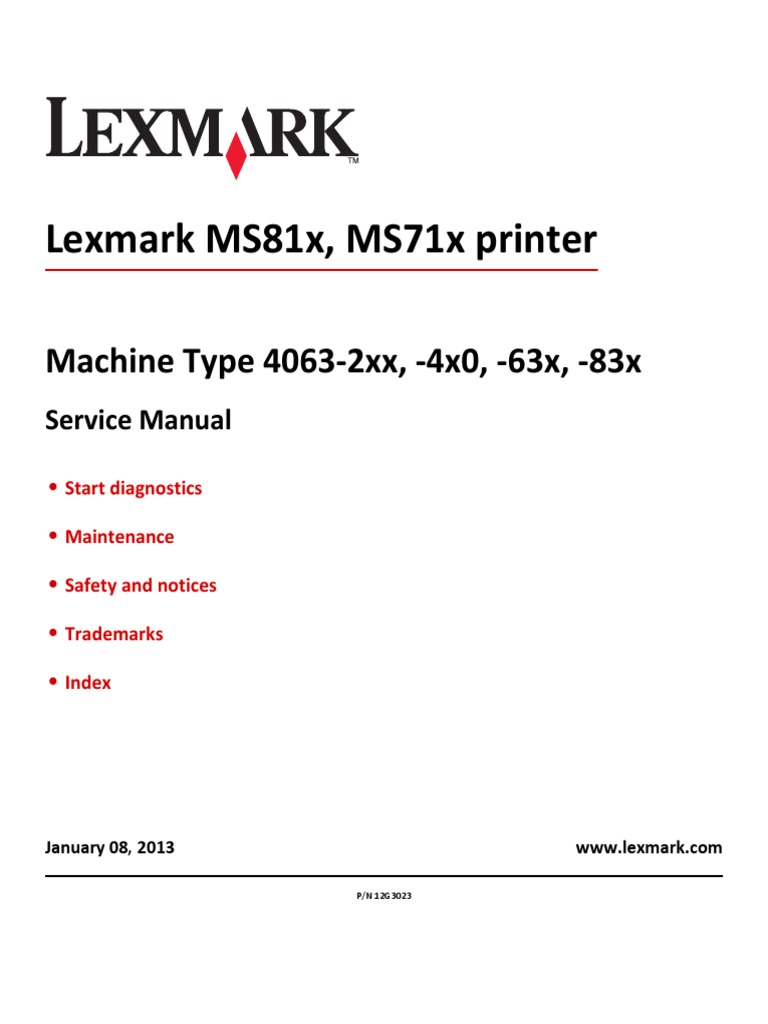 Lexmark MS81x, MS71x 4063 - SM PDF | PDF | Implied Warranty | Printer ...
