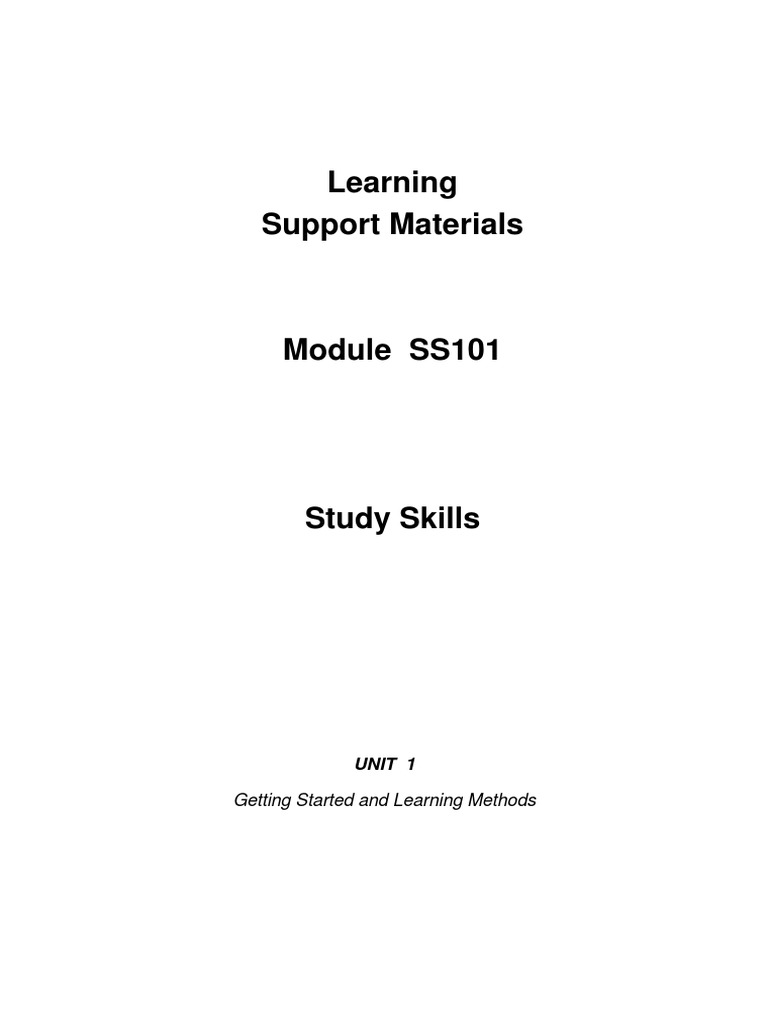 Learning Support Materials: Getting Started and Learning Methods | PDF ...