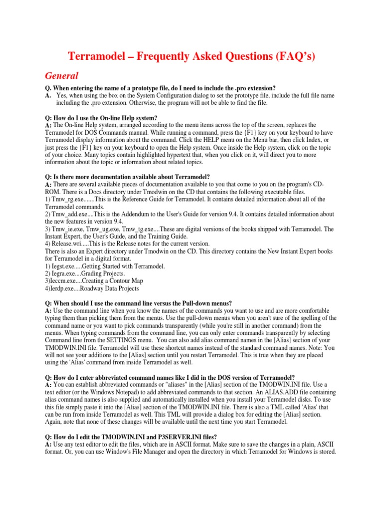 Terramodel Faq & Frequent Questions | PDF | Auto Cad | Command Line Interface