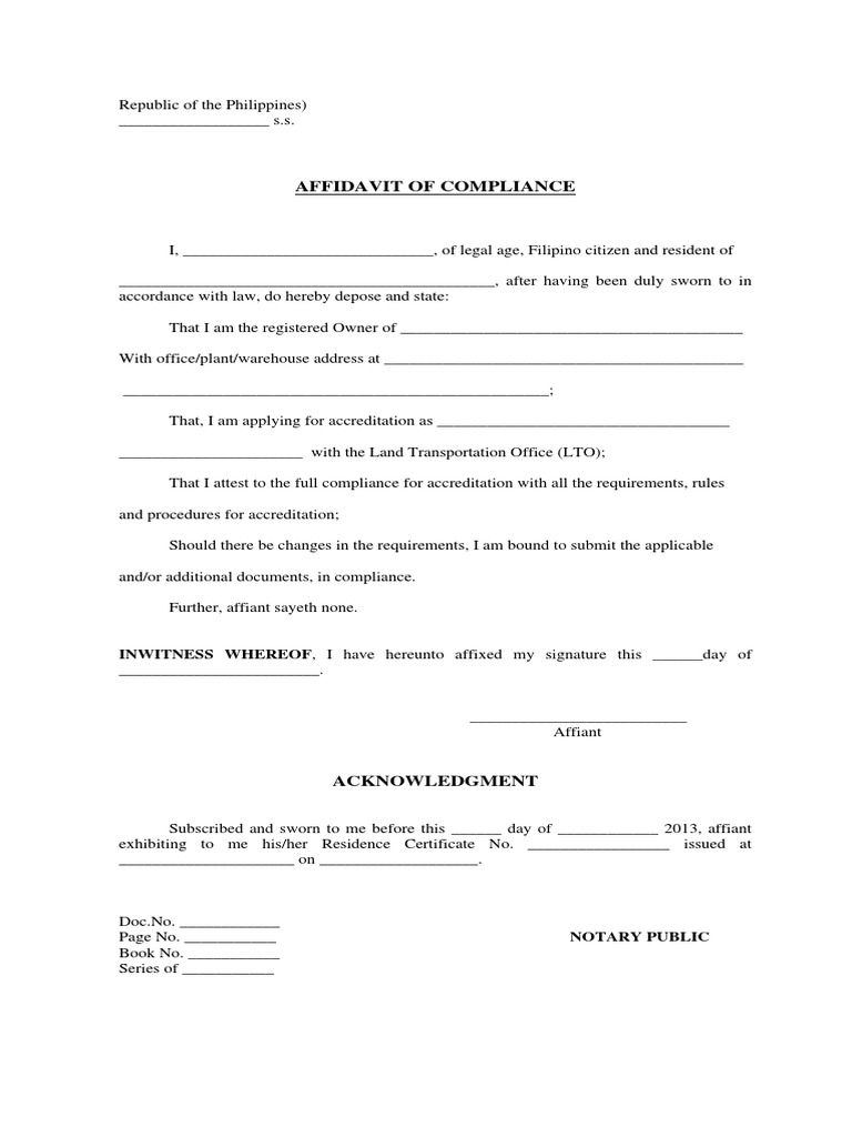 Affidavit of Compliance | PDF