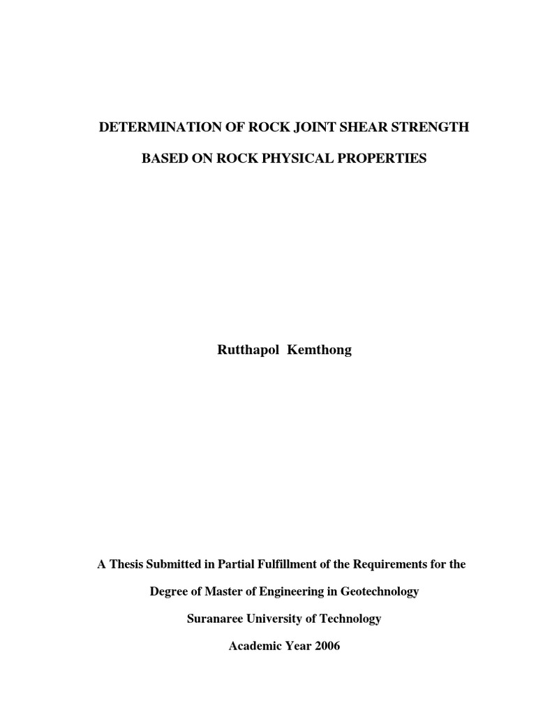 Rock Joint Shear Strength Analysis | PDF | Strength Of Materials ...