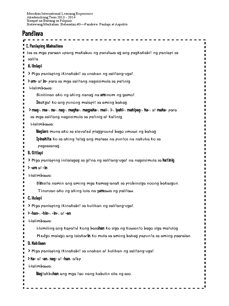 Pandiwa-Panlapi at Aspekto | PDF