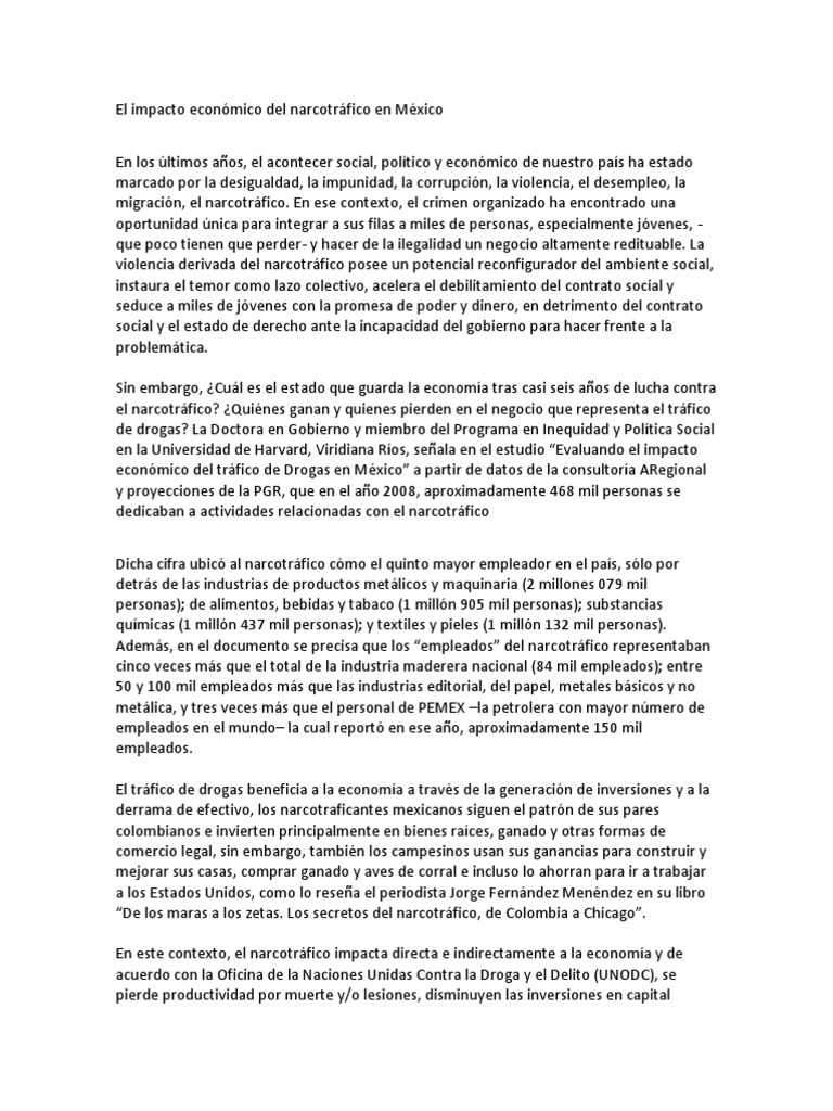 El Impacto Económico Del Narcotráfico en México | Descargar gratis PDF | Comercio ilegal de ...