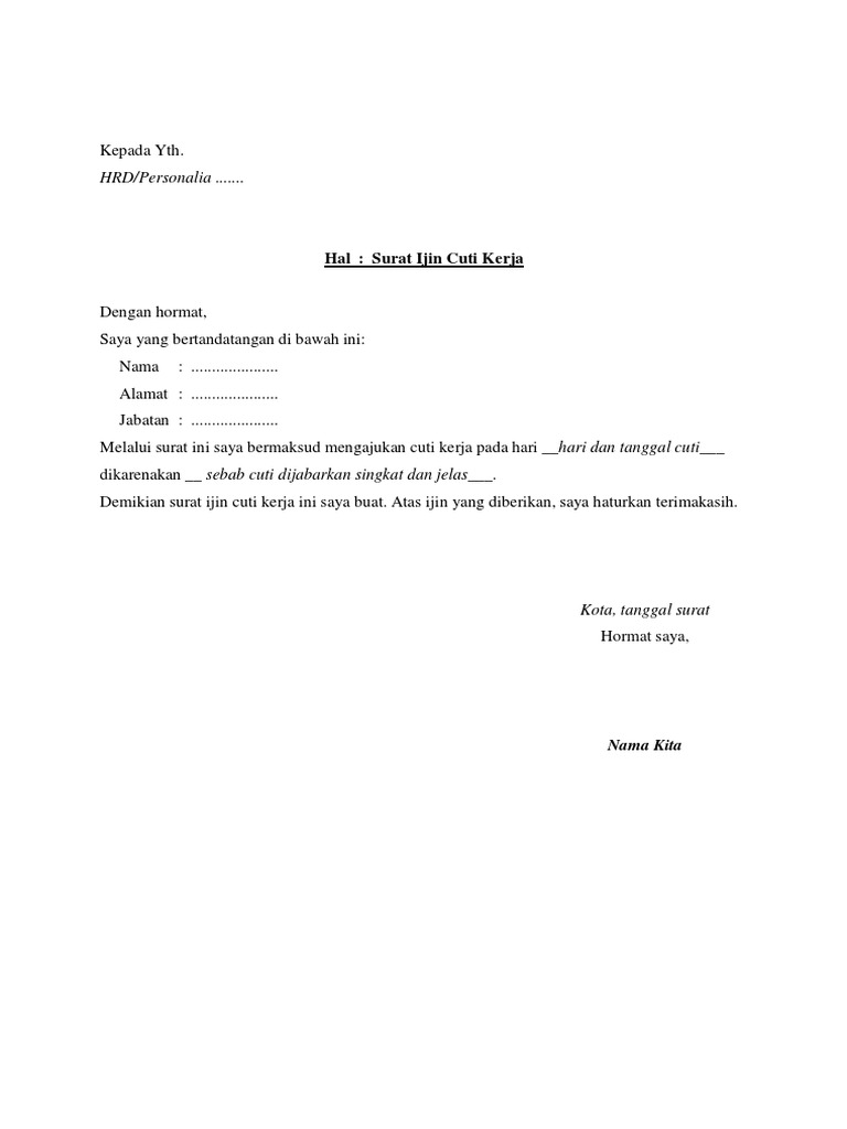 Surat Ijin Cuti | PDF