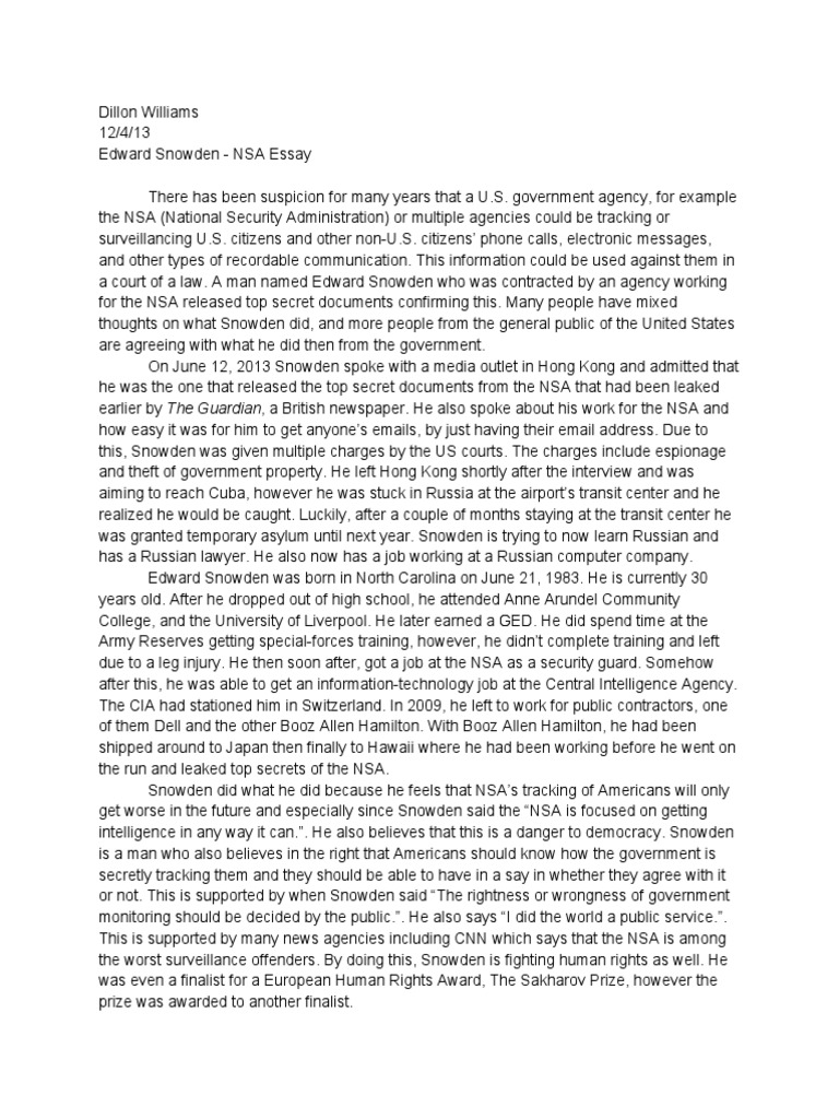 Edward Snowden and NSA Surveillance | PDF | Edward Snowden | National ...