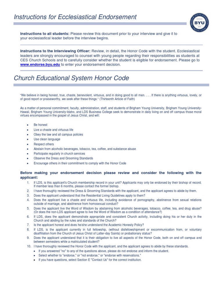 Https Home - Byu.edu Webapp Endorsements Resources PDF Endorsement Instructions | PDF | The ...