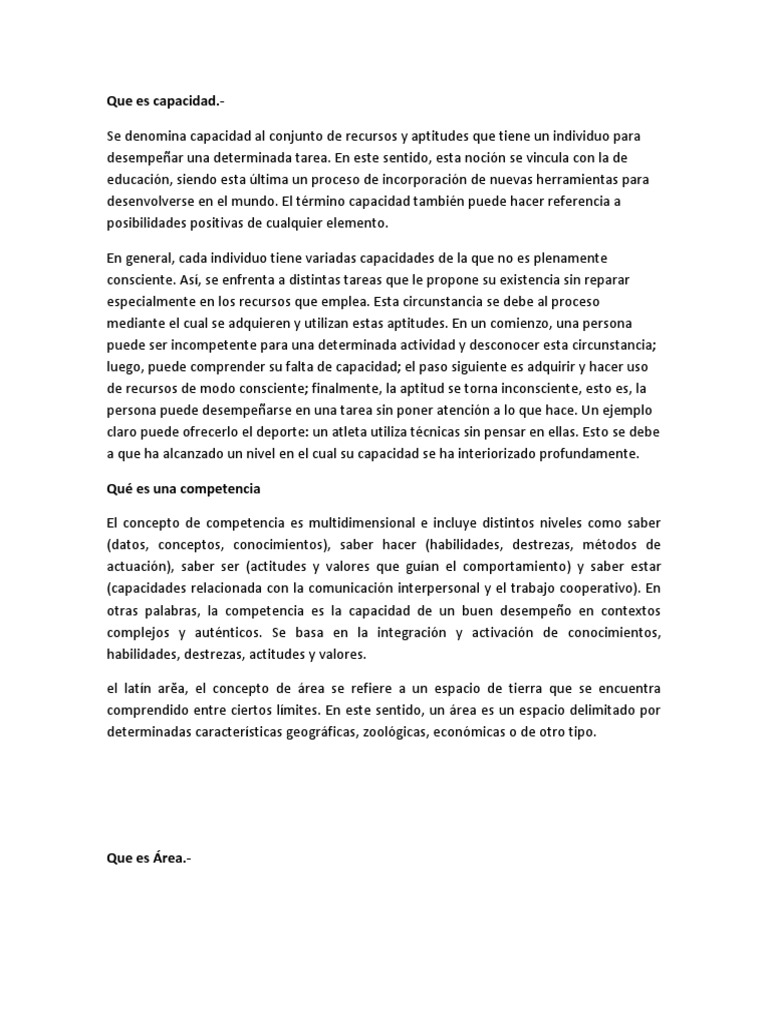 Que Es Capacidad | PDF | Conocimiento | Concepto
