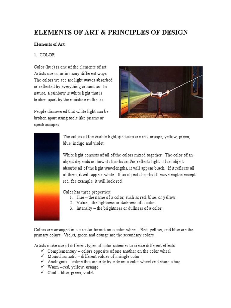 Art Elements and Design Principles | PDF | Color | Electromagnetic Spectrum