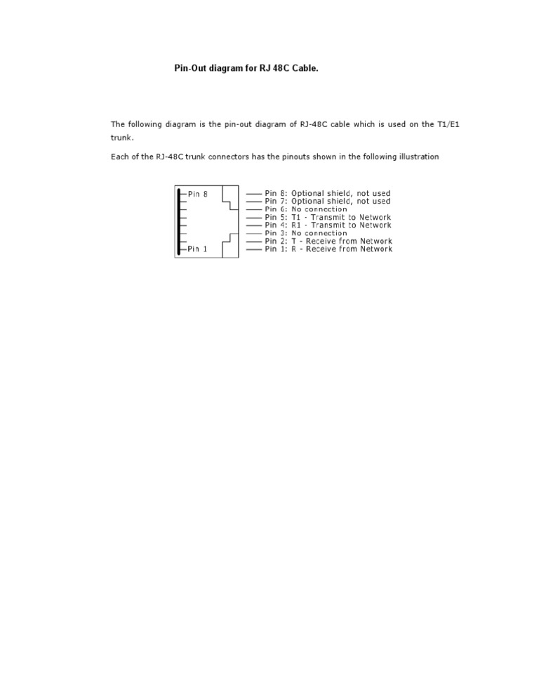 Pin-Out Diagram of RJ-48C | PDF | Data Transmission | Electronic ...