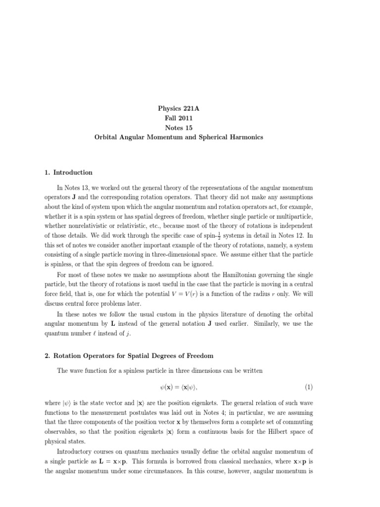 Orbital Angular Momentum Basics | PDF | Wave Function | Spin (Physics)