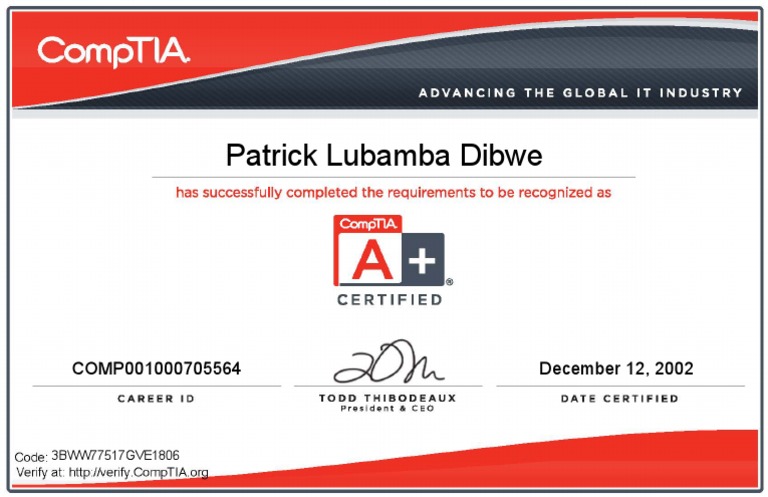 CompTIA A+ Certificate | PDF