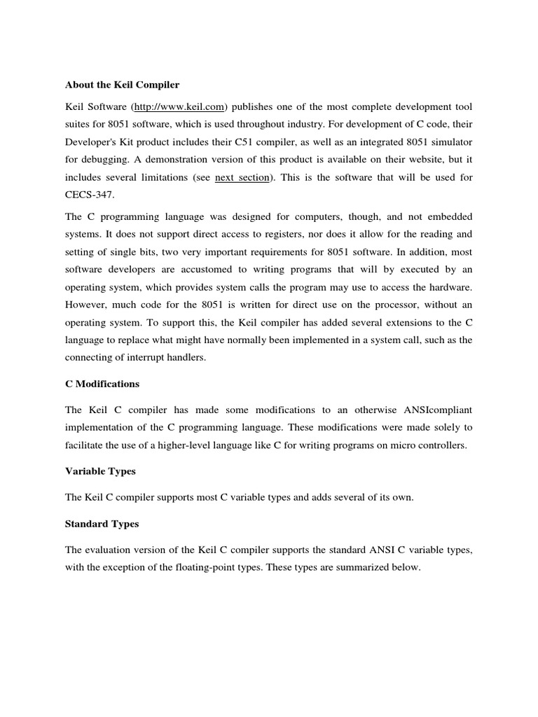 About The Keil Compiler Pdf C Programming Language Subroutine