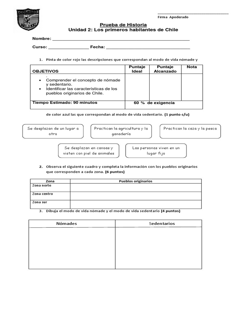 Prueba Historia Pueblos Originarios | PDF