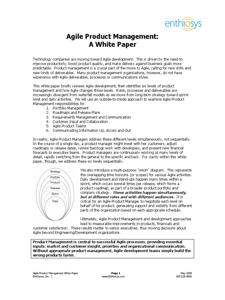 Agile Product Management: A White Paper | PDF | Agile Software ...