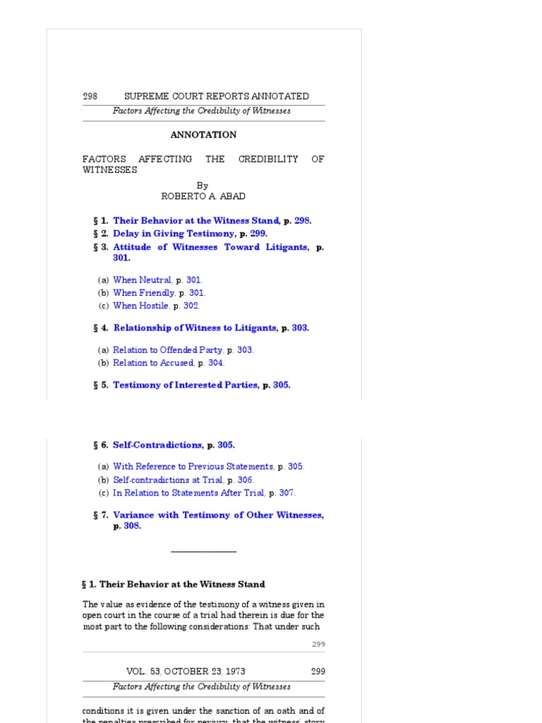 Factors Affecting Credibility of Witnesses | PDF | Witness | Witness ...
